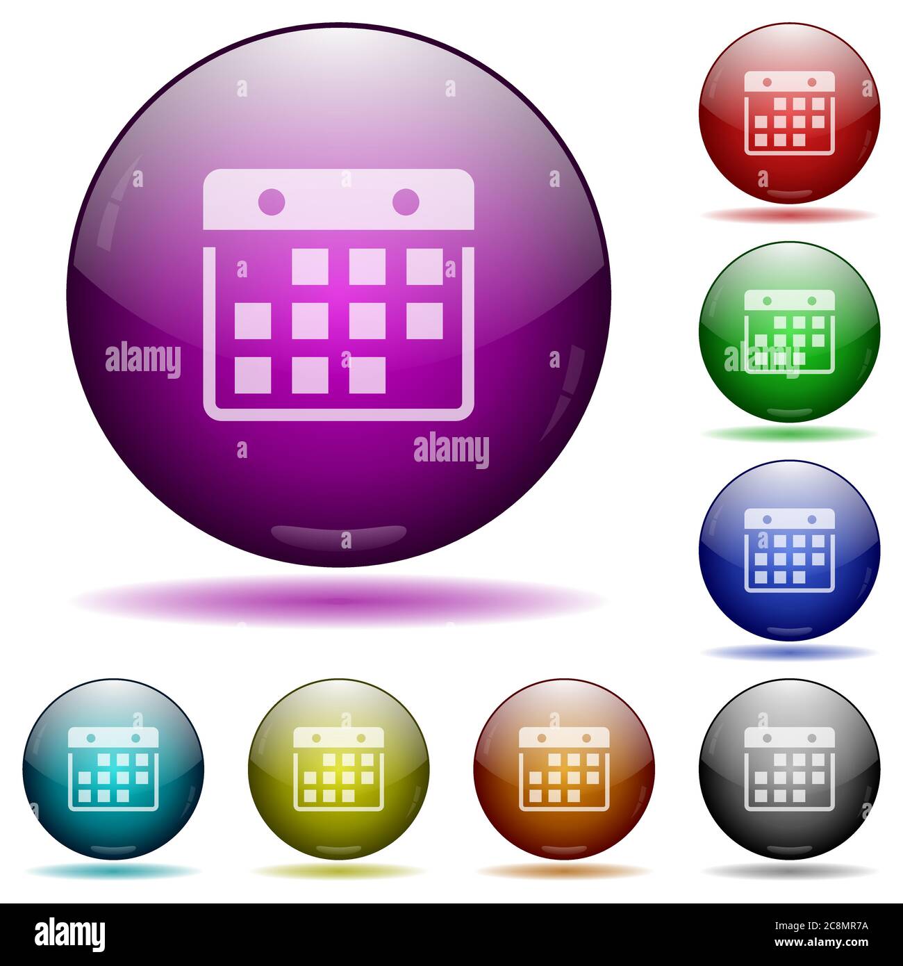 Set of color hanging calendar glass sphere buttons with shadows Stock ...