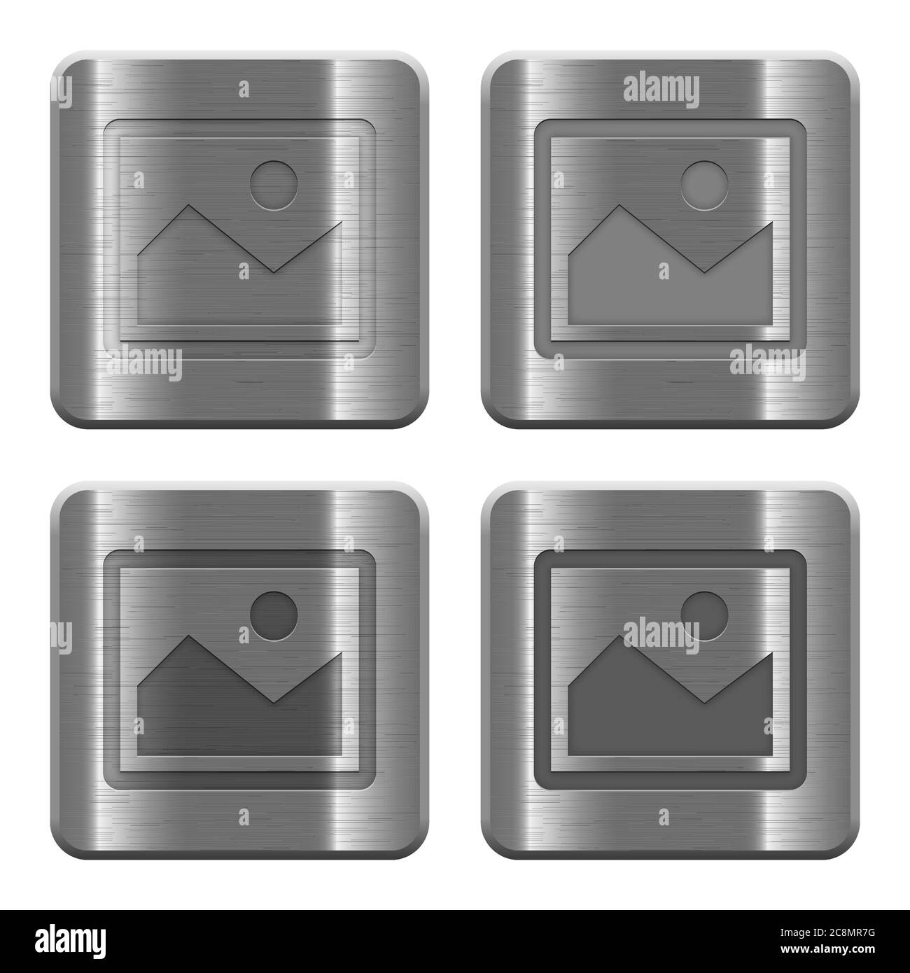 Set of image buttons vector in brushed metal style Stock Vector Image ...