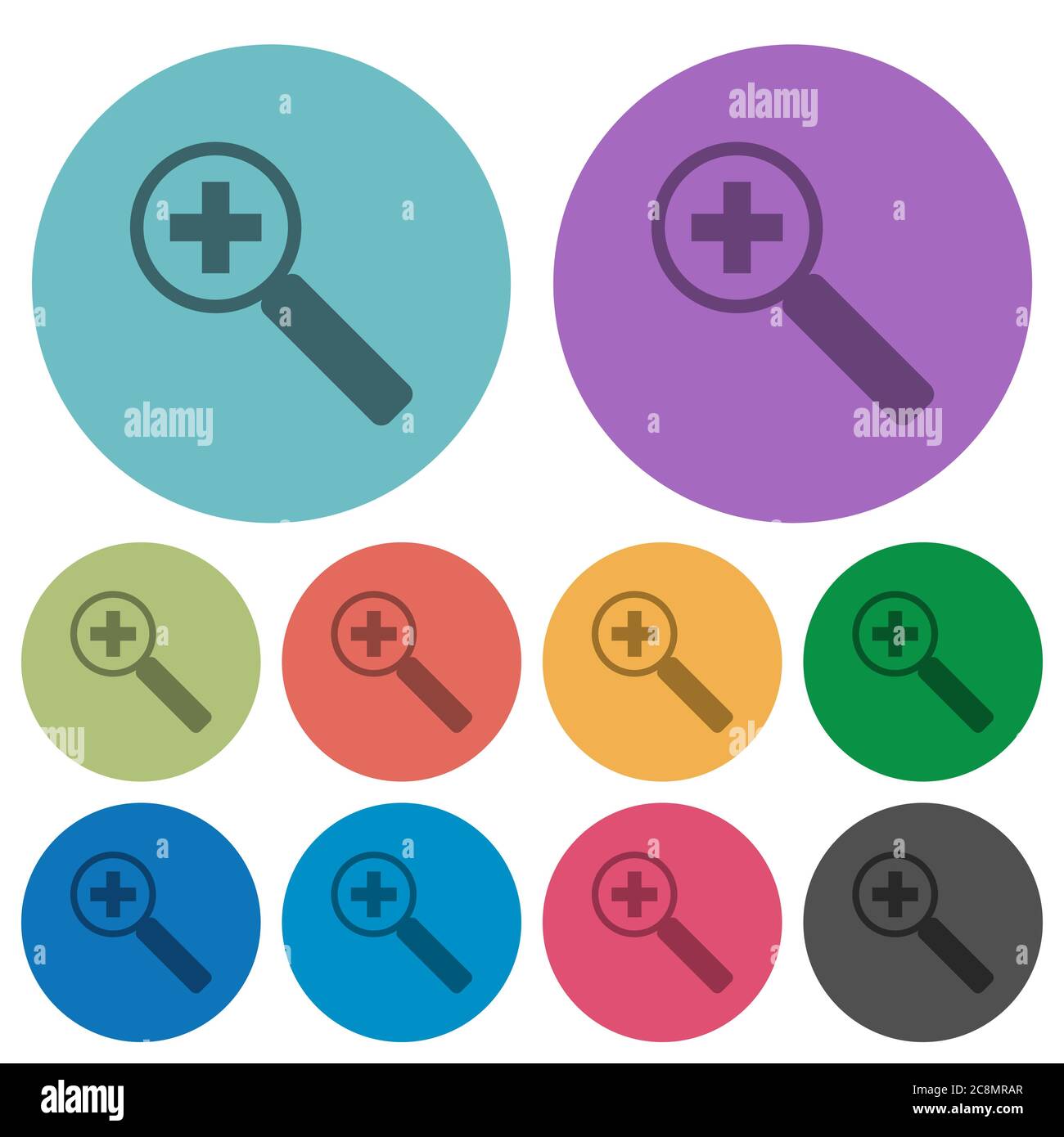 Color zoom in flat icon set on round background Stock Vector Image ...