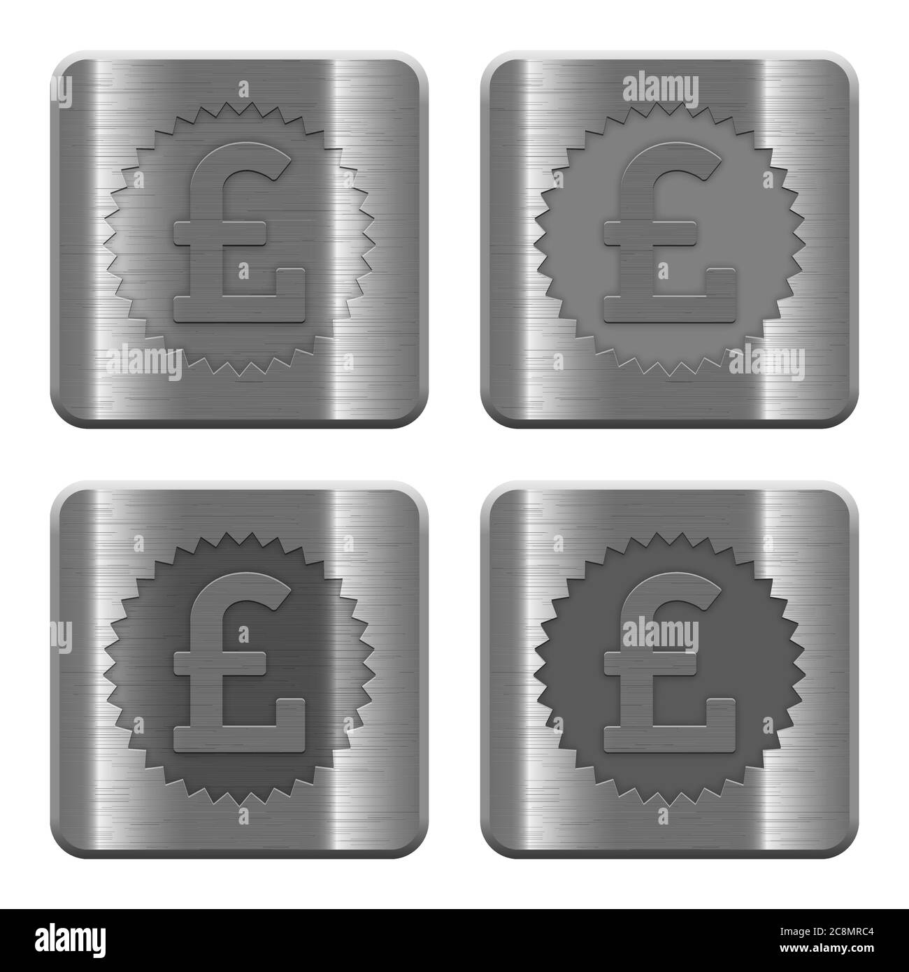 Set of pound sticker buttons vector in brushed metal style Stock Vector ...