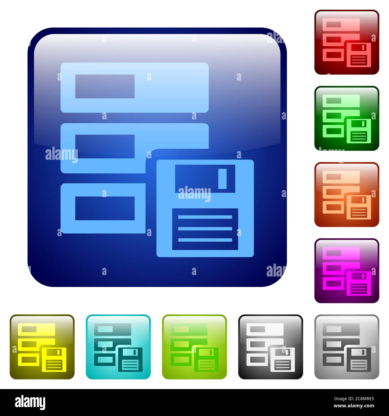 Set of backup color glass rounded square buttons Stock Vector Image & Art - Alamy