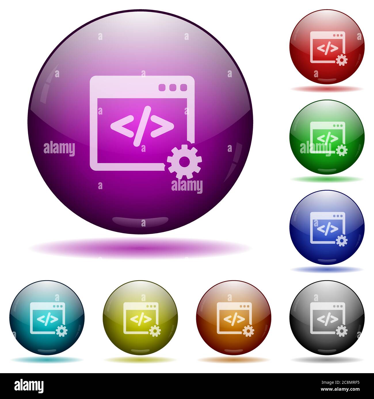 Set of color Web development glass sphere buttons with shadows Stock Vector Image & Art - Alamy