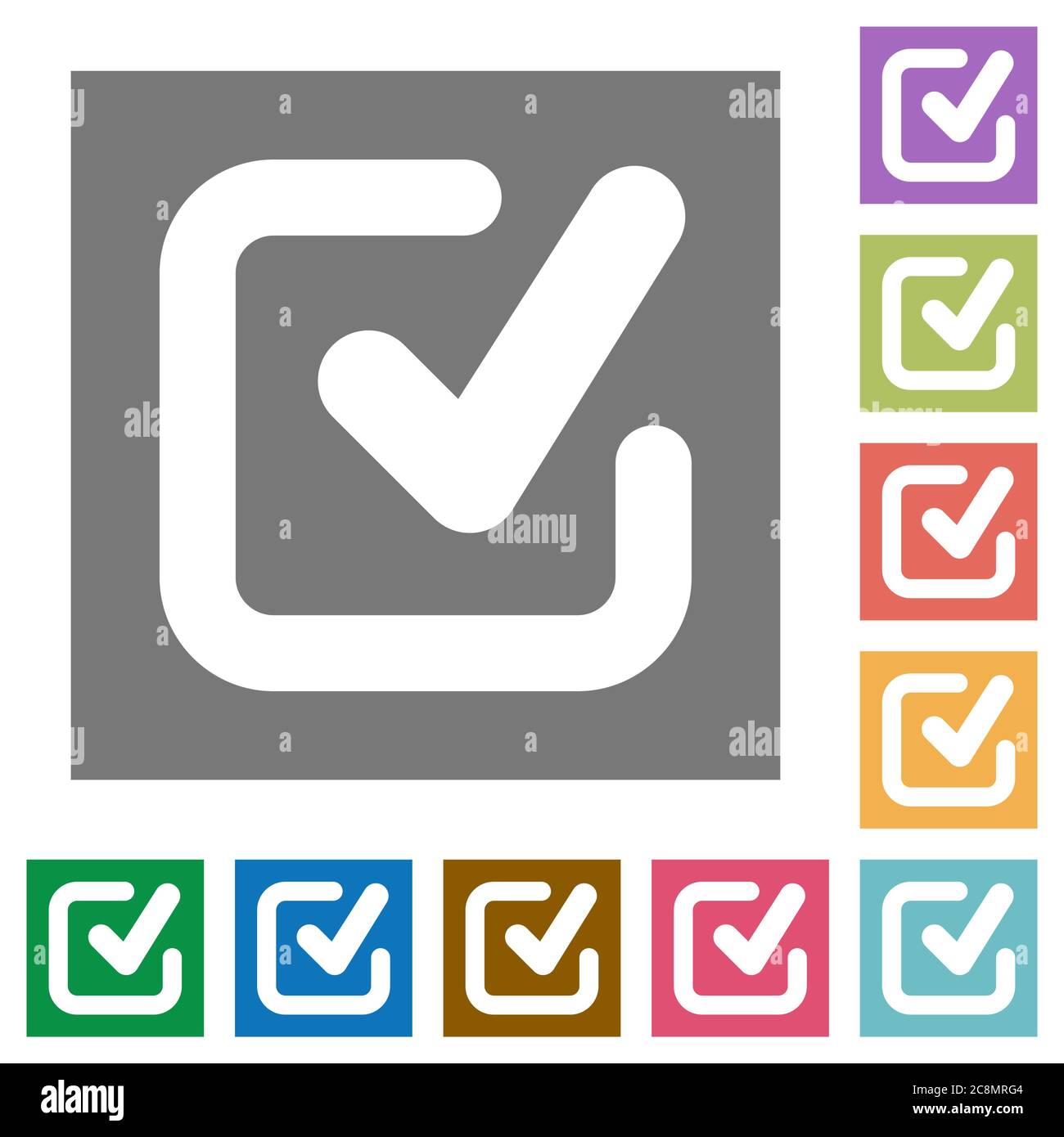 Checkmark flat icon set on color square background Stock Vector Image ...