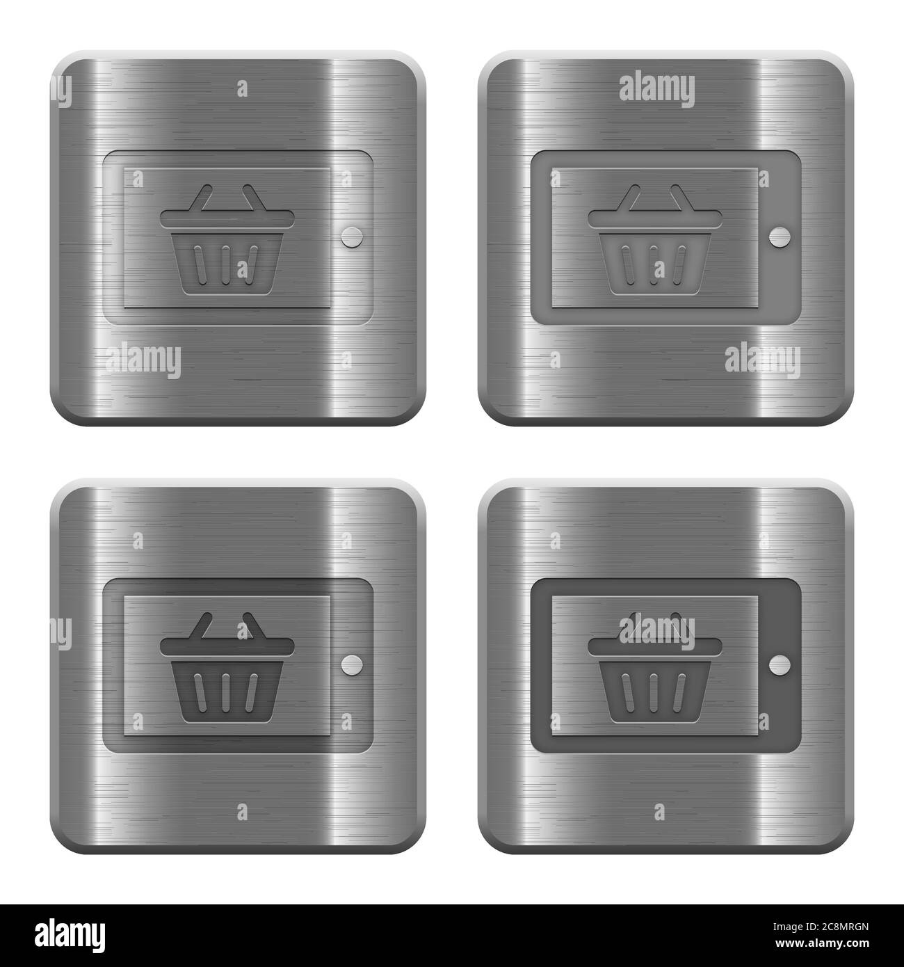 Set of mobile shopping buttons vector in brushed metal style Stock ...