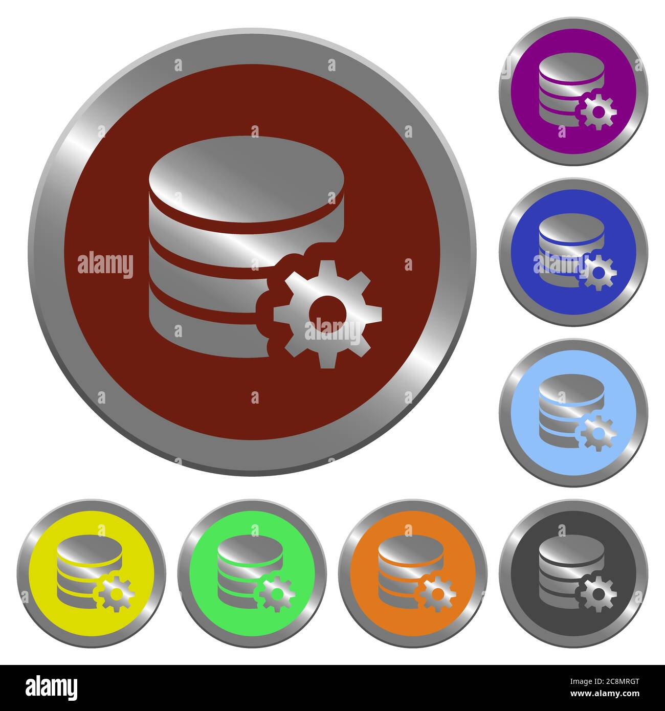 Set Of Glossy Coin Like Color Database Configuration Buttons Stock 3991