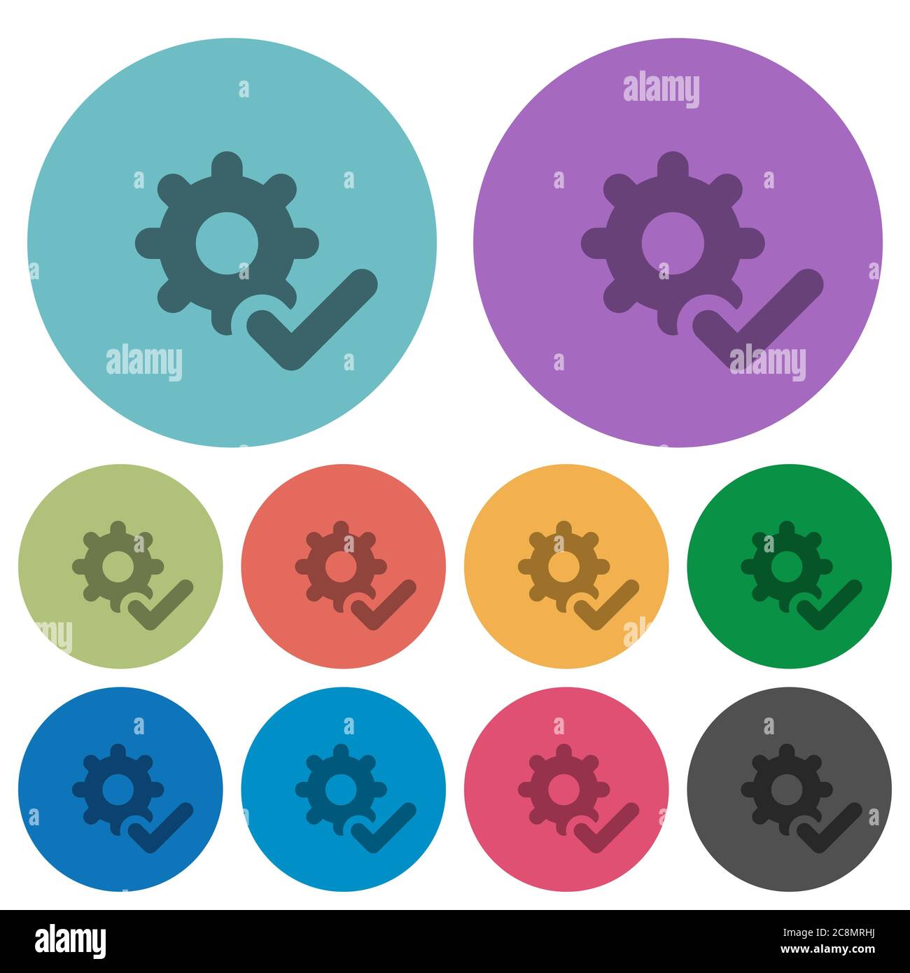 Color settings ok flat icon set on round background Stock Vector Image ...