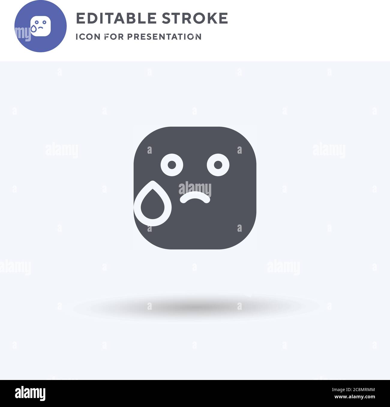 Crying icon vector, filled flat sign, solid pictogram isolated on white ...