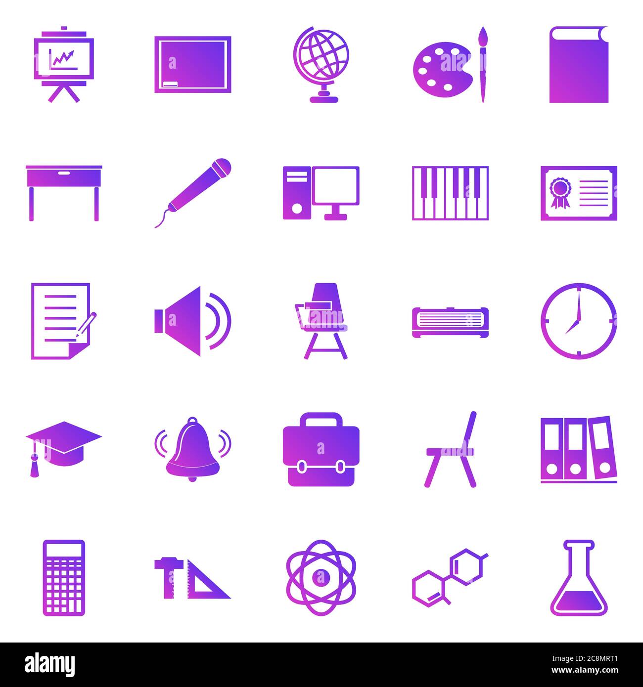 Classroom gradient icons on white background, stock vector Stock Vector ...