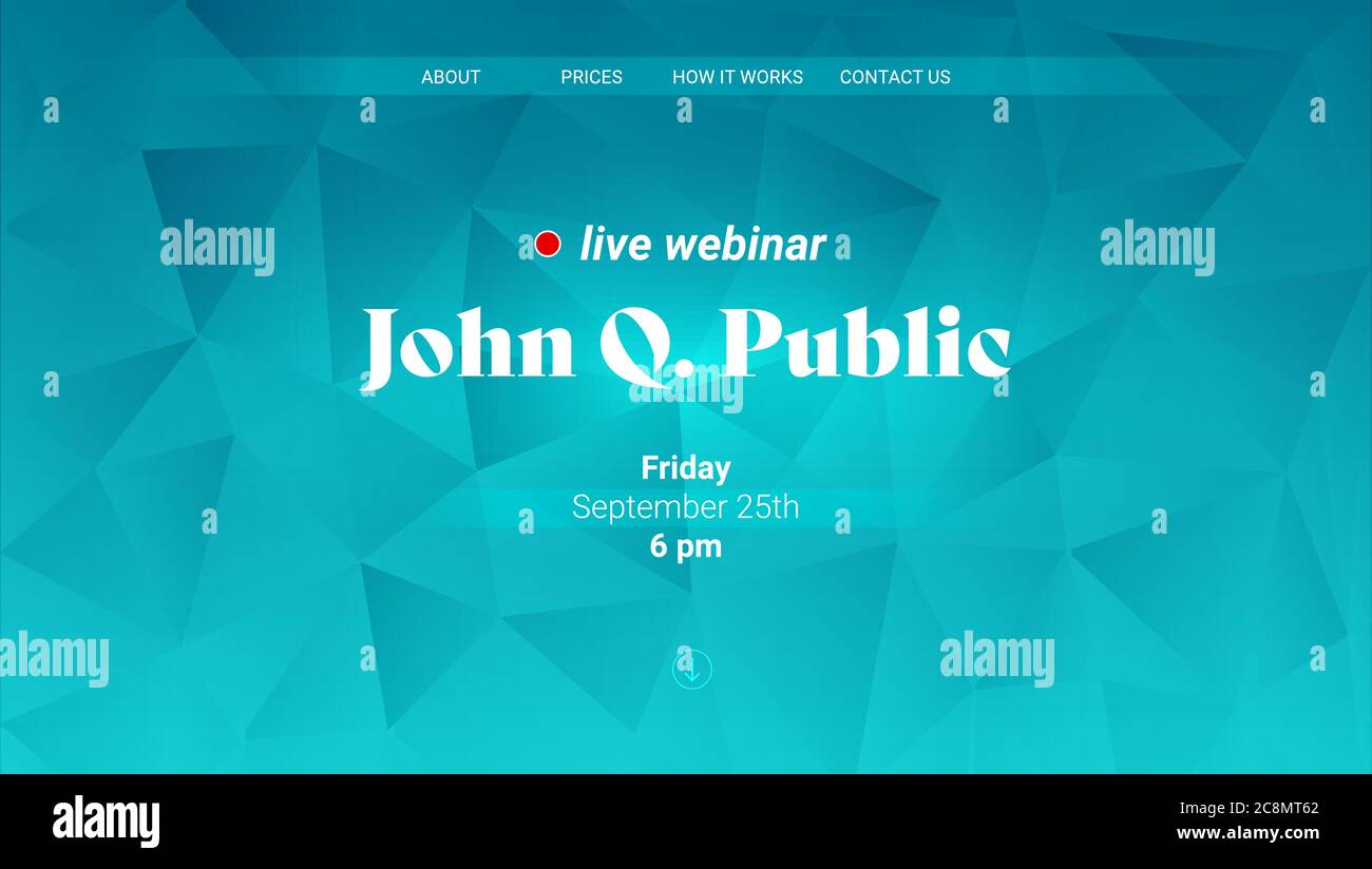 Template for landing page for streaming broadcast or live webinar ...