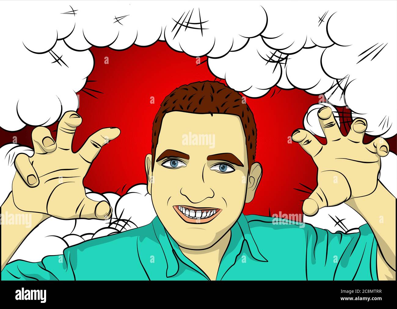 Man reaching forward to grab someone - comic book style, cartoon vector ...
