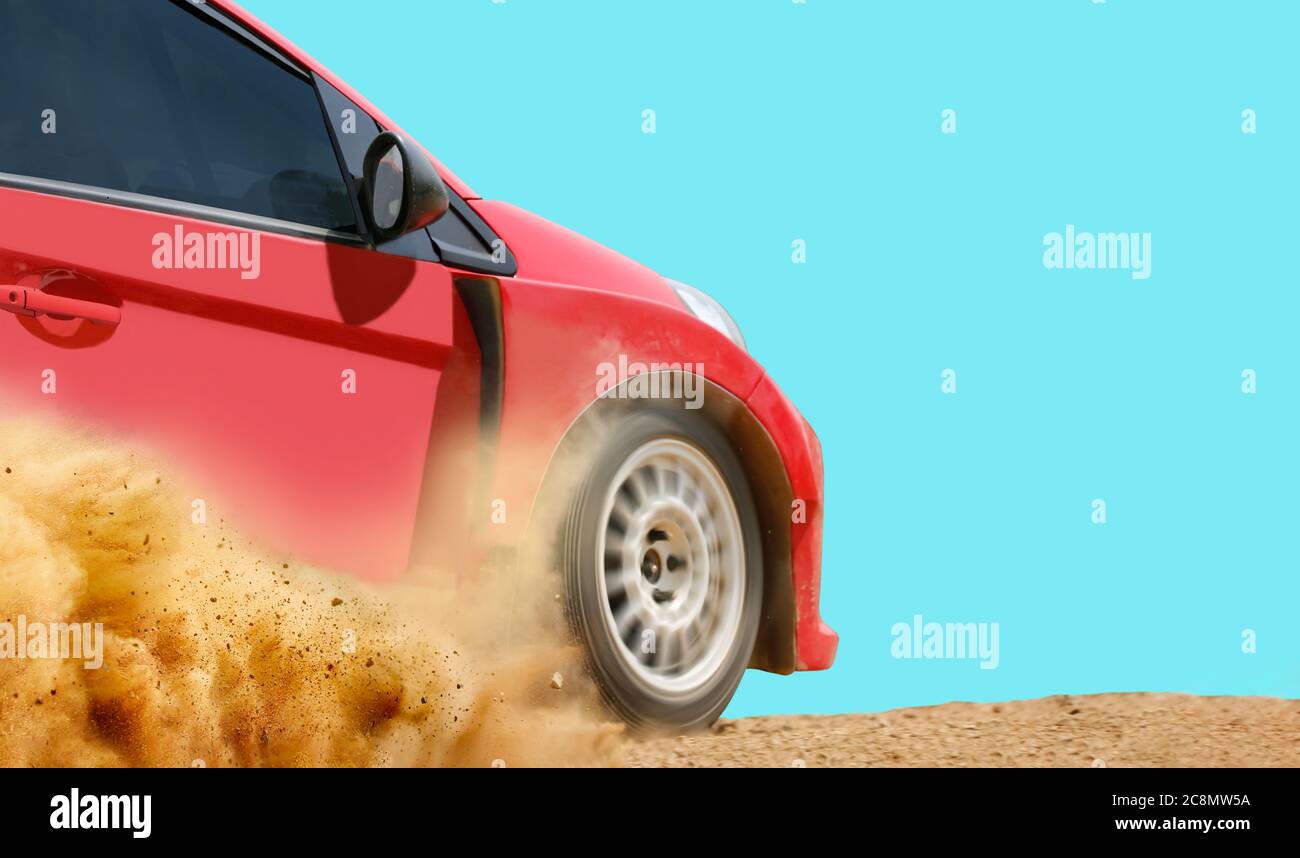 Rally race car drifting on dirt track Stock Photo - Alamy
