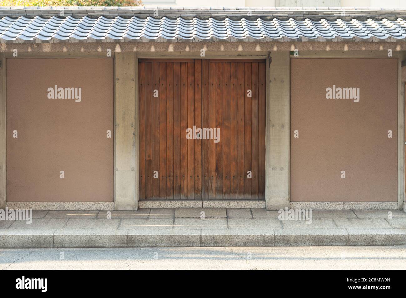 sidewalk by street wall & door Stock Photo - Alamy