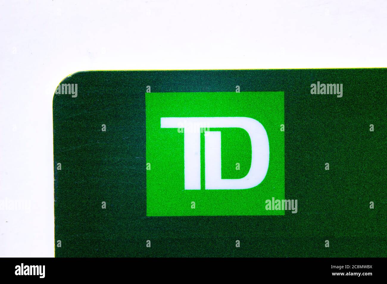 Calgary Alberta, Canada. July 25, 2020. A Macro close up to the TD Bank ...