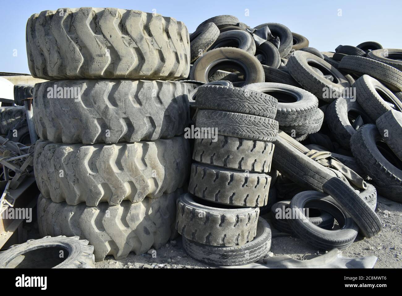 Used Tyres in the garage Stock Photo - Alamy