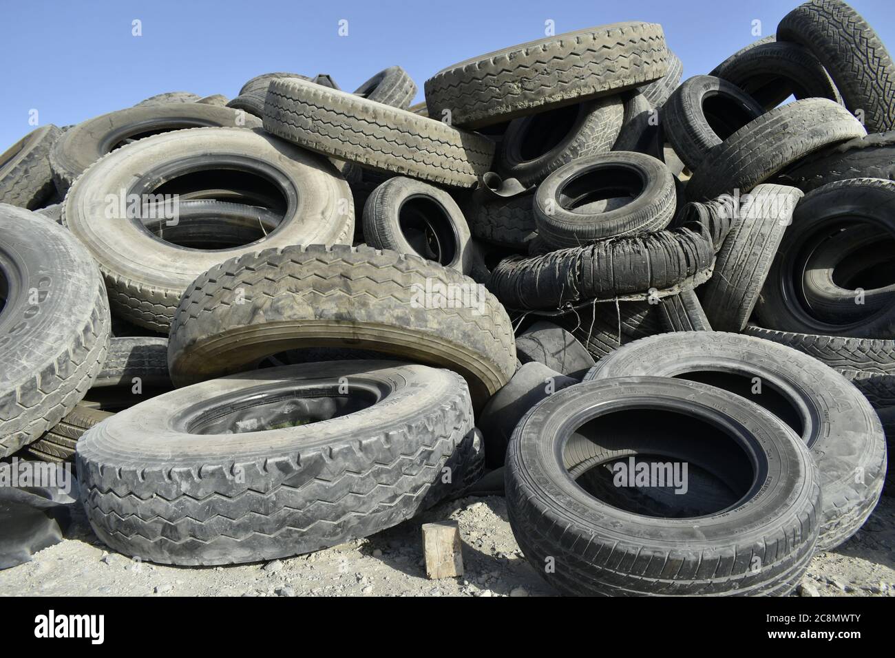 Used Tyres in the garage Stock Photo - Alamy