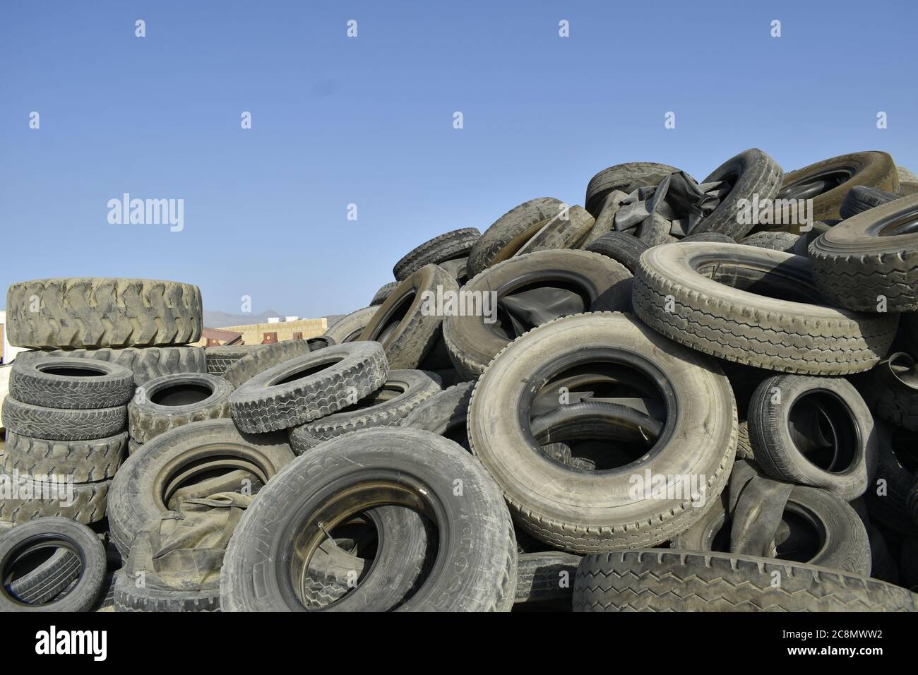 Used Tyres in the garage Stock Photo - Alamy