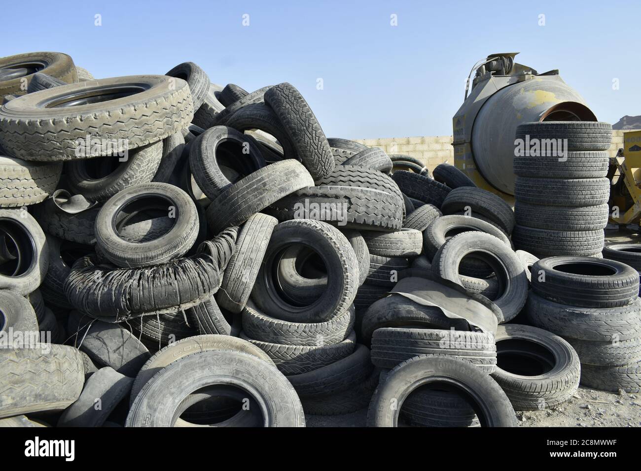 Used Tyres in the garage Stock Photo - Alamy