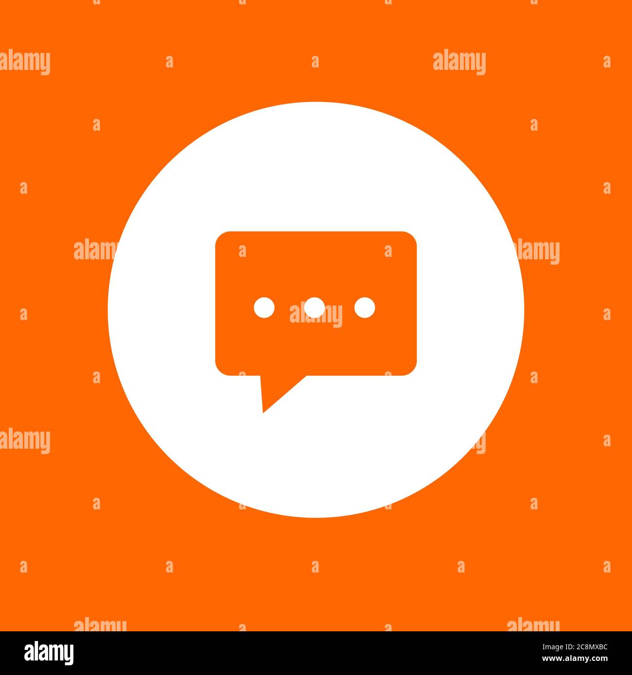 Dialogue icon sign. In white circle on a orange background. Vector ...