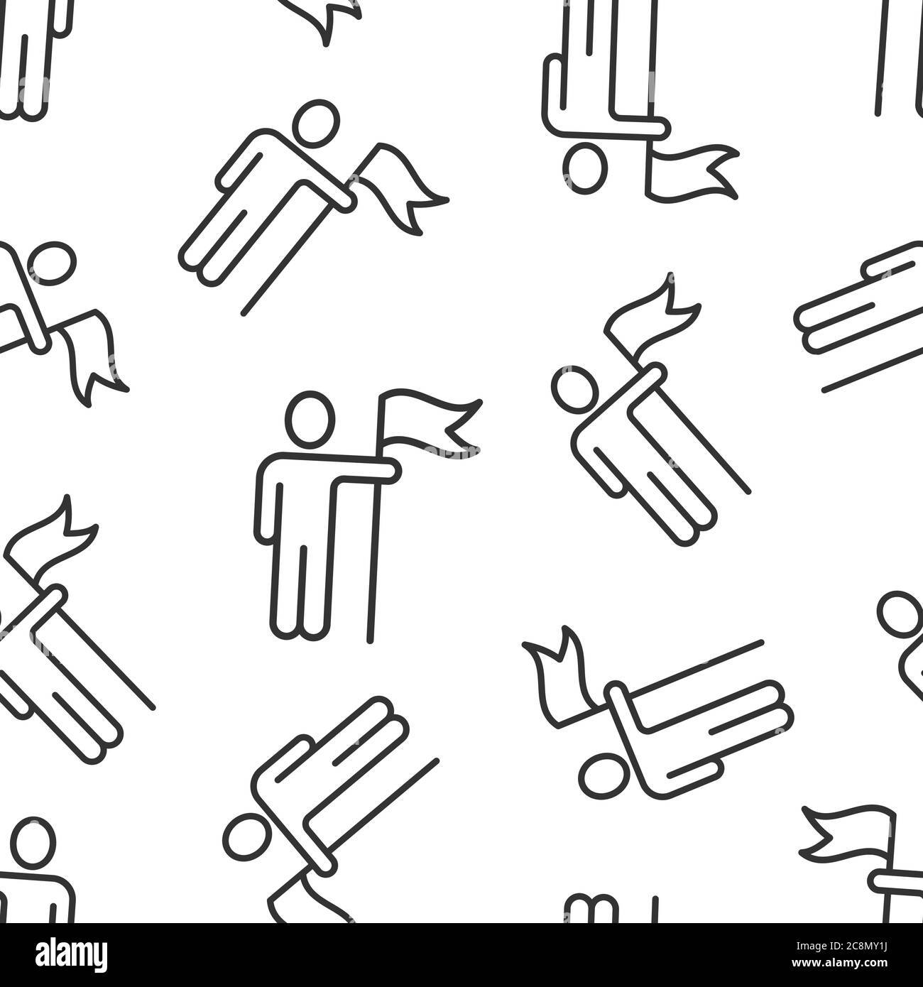 People with flag icon in flat style. Victory vector illustration on ...