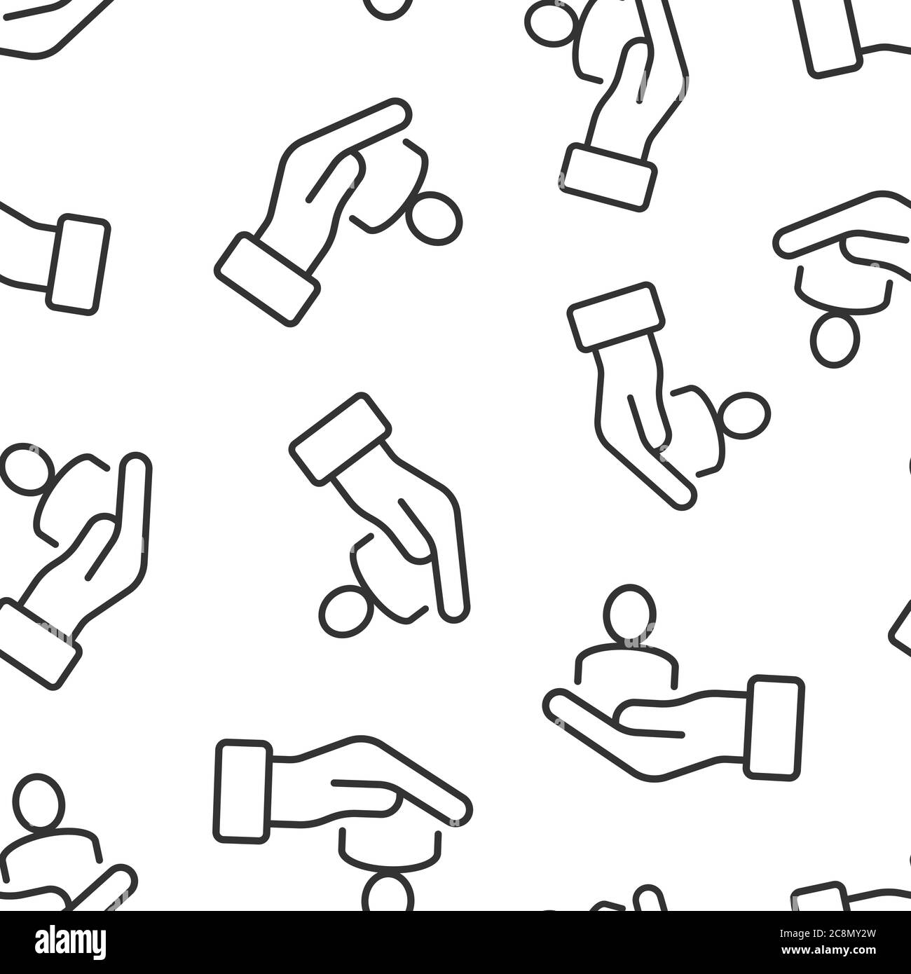 People and hand icon in flat style. Protect life vector illustration on ...