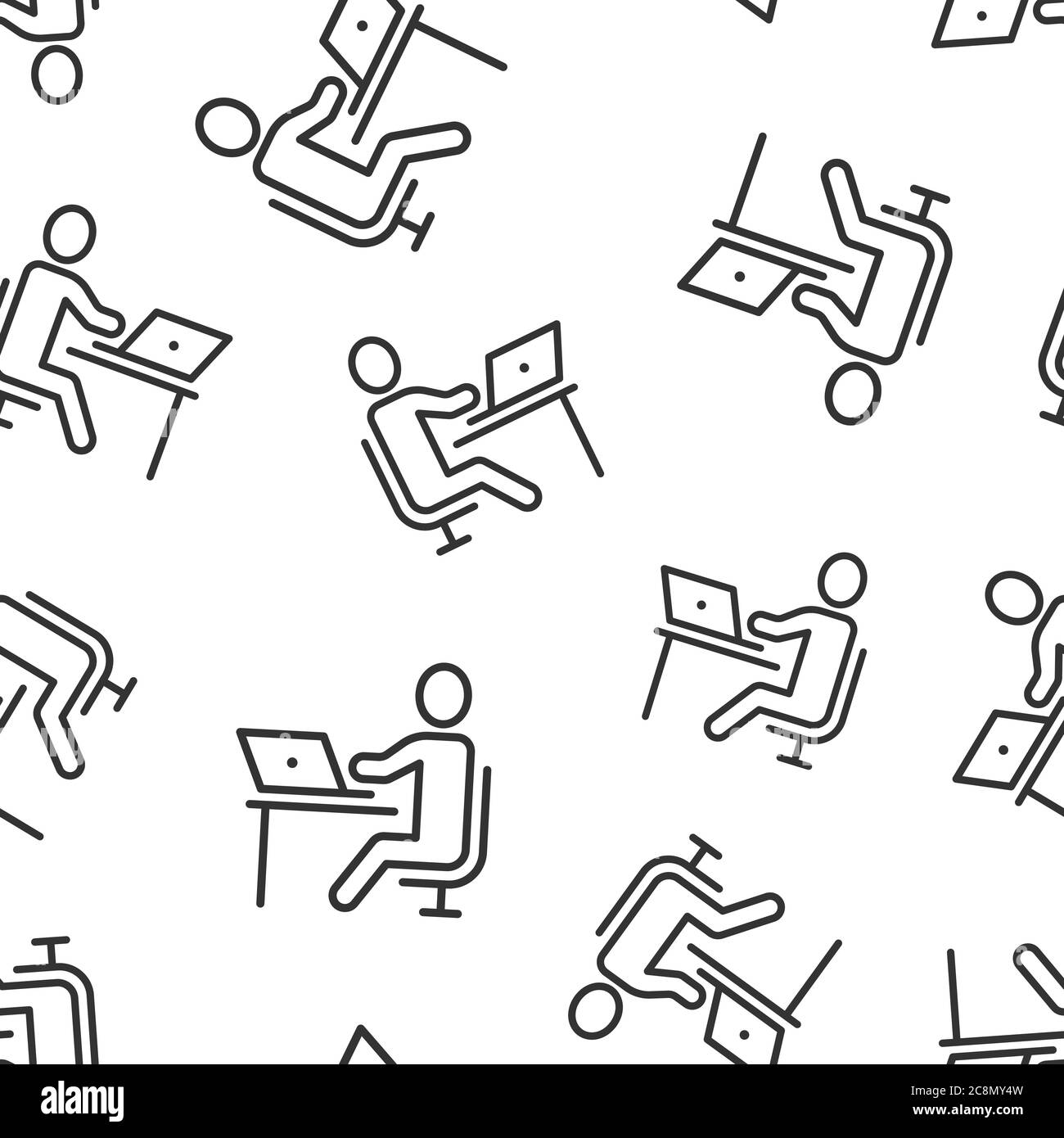 People with laptop computer icon in flat style. Pc user vector ...