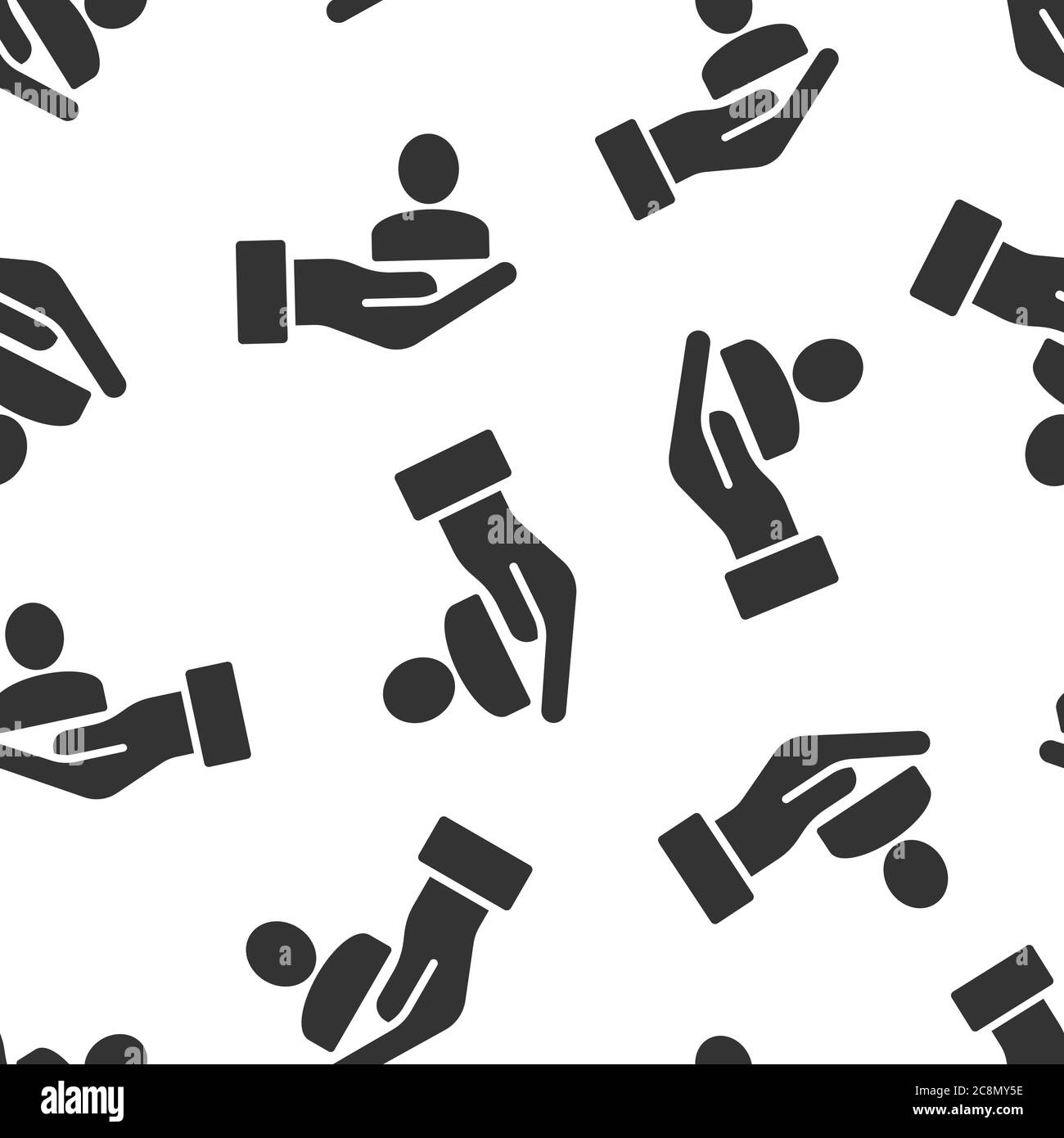 People and hand icon in flat style. Protect life vector illustration on ...