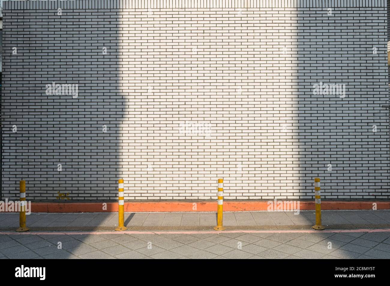 street wall background ,Industrial background, empty grunge urban street with warehouse brick ...