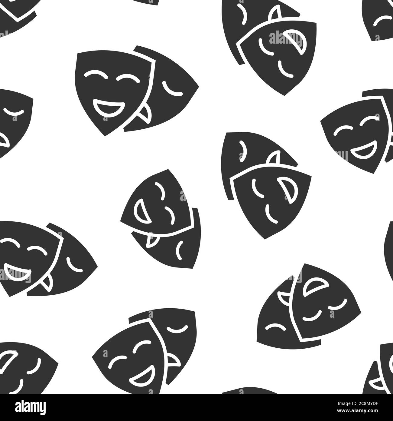 Theater mask icon in flat style. Comedy and tragedy vector illustration ...