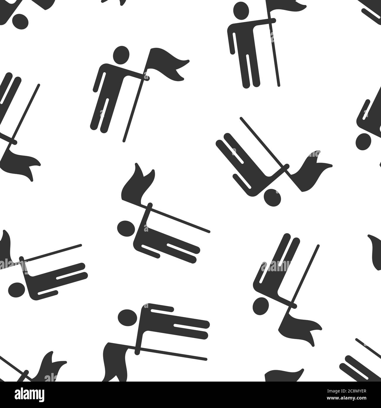 People with flag icon in flat style. Victory vector illustration on ...