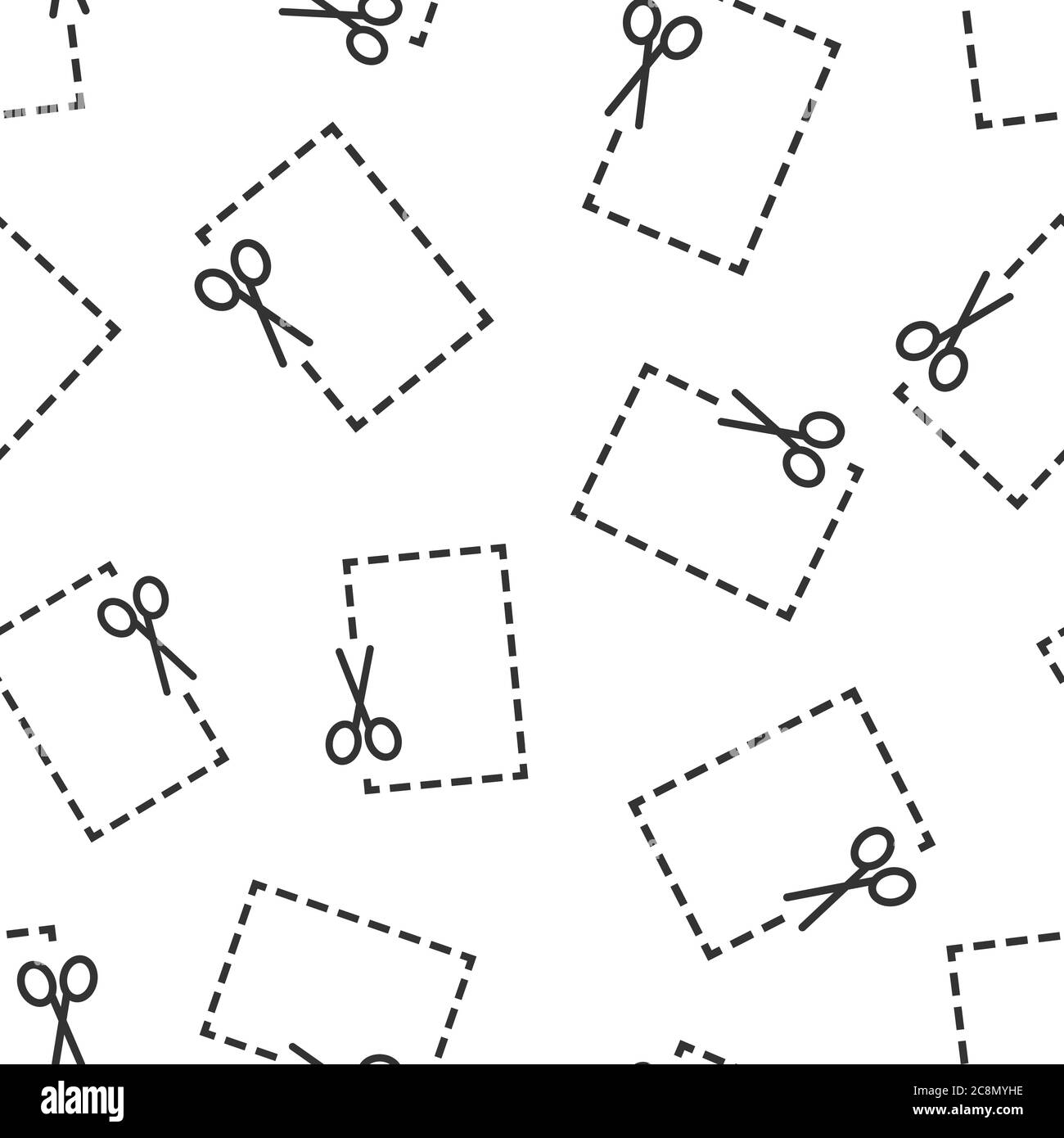 Coupon cut lines icon in flat style. Scissors snip sign vector ...