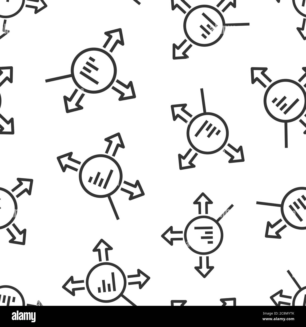 Market trend icon in flat style. Growth arrow with magnifier vector ...