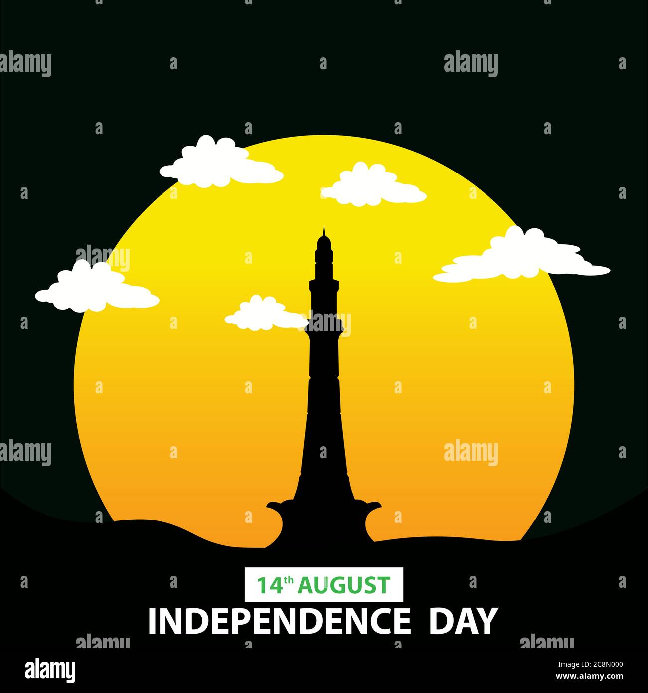 Vector Illustration of Pakistan Independence Day 14th August. Minar e ...