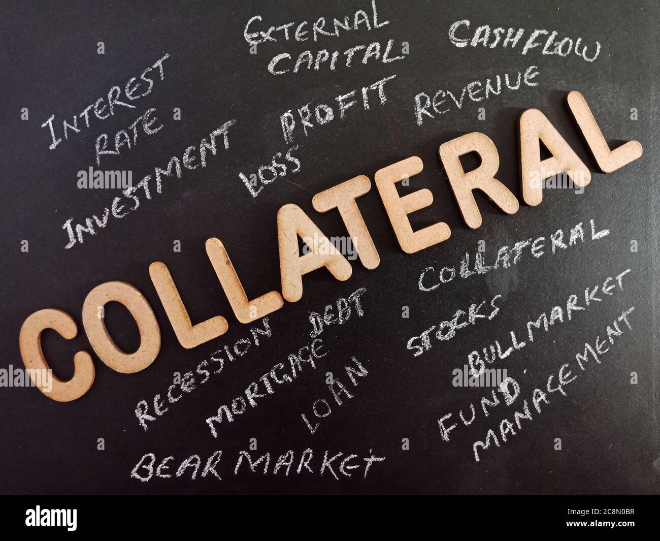 Collateral text displayed on black board with 3d word on dark education ...