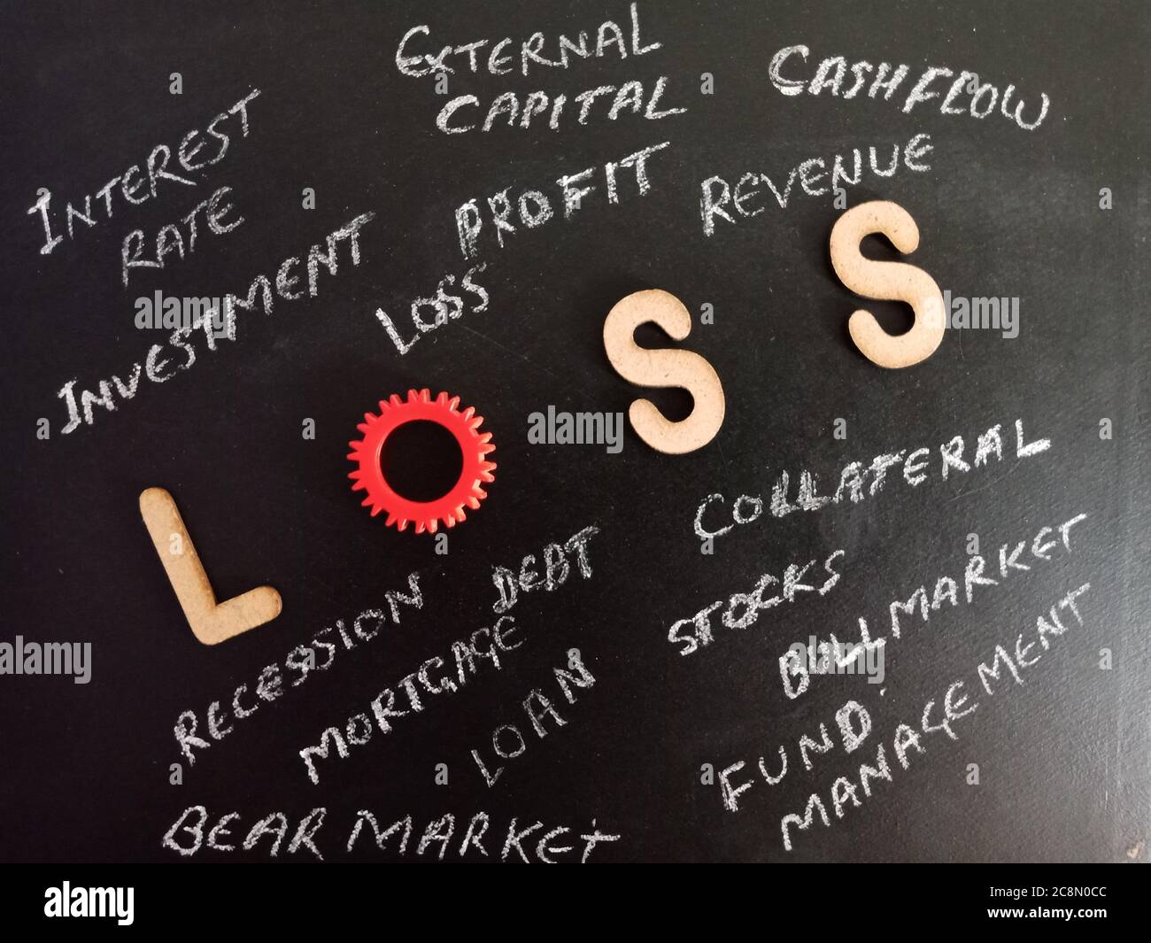 Loss text displayed on black board with 3d word on dark education ...