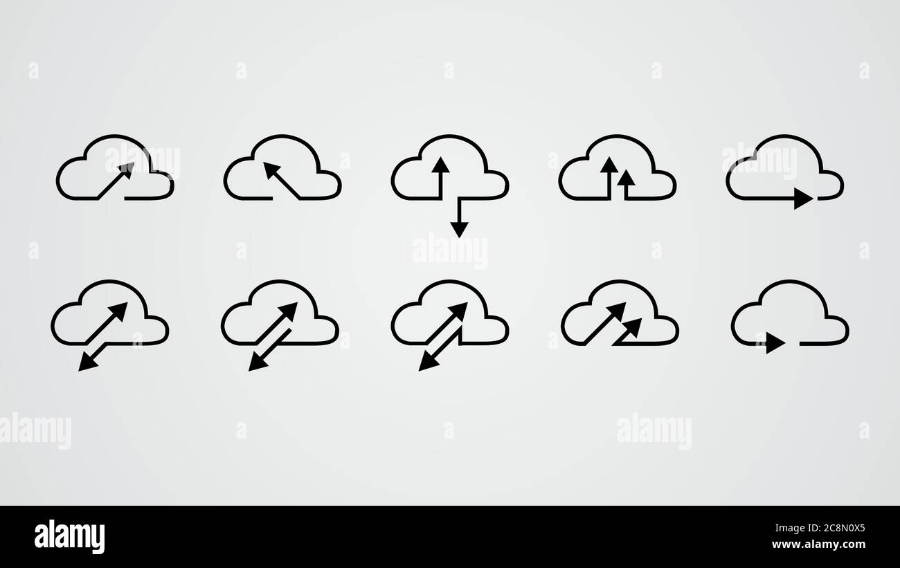 cloud tech collection. upload download data. cloud storage. data ...