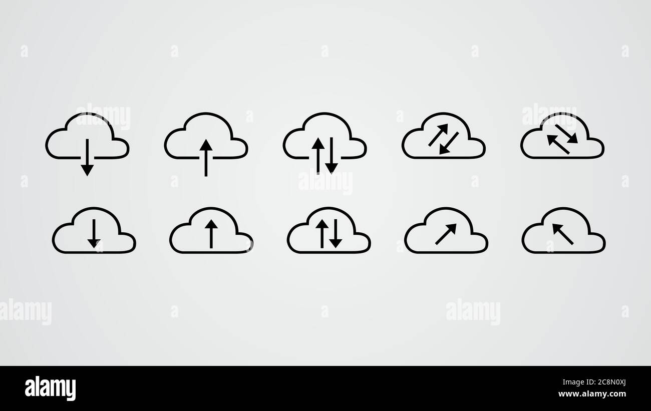cloud tech collection. upload download data. cloud storage. data transfer. vector illustration ...