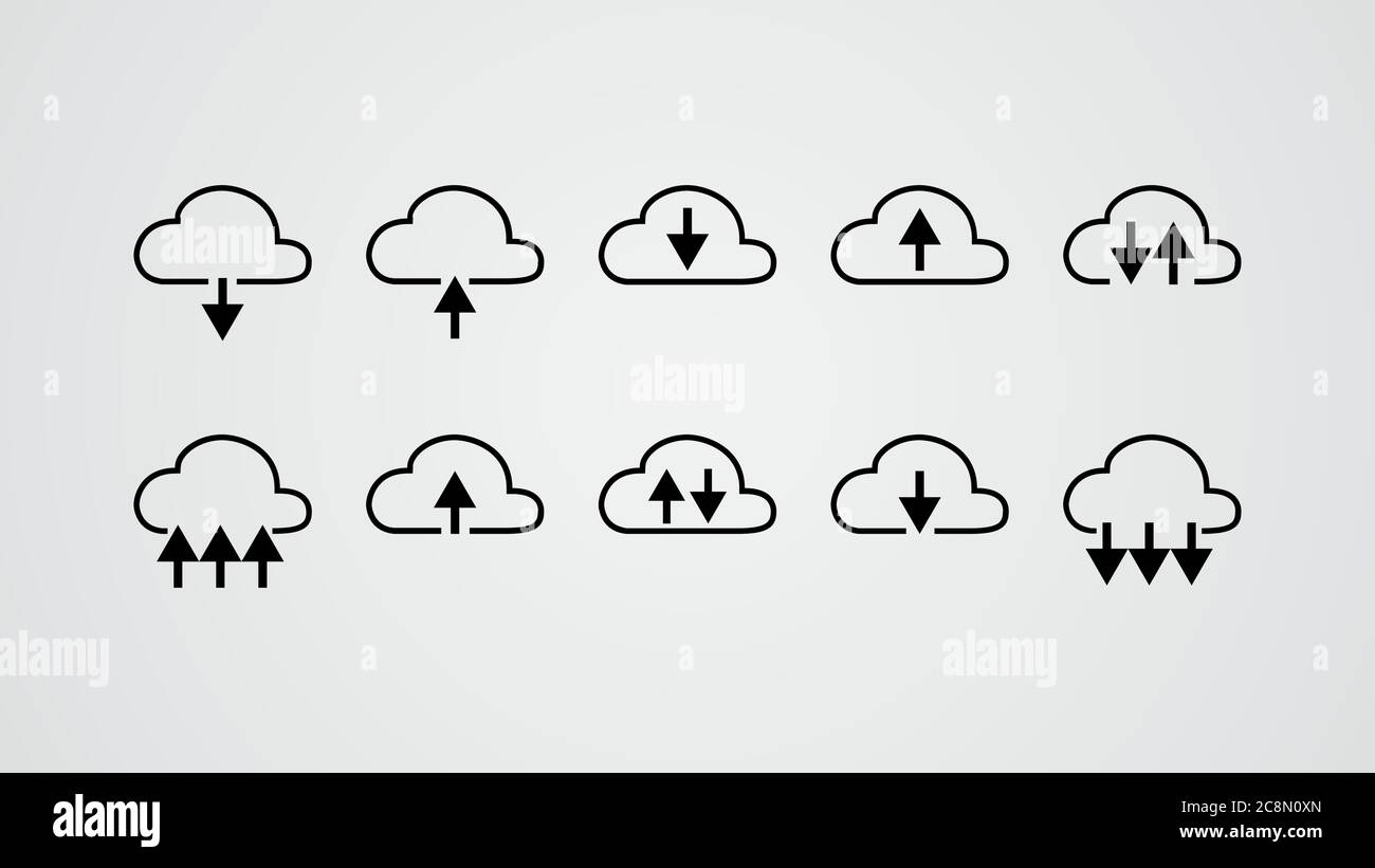 cloud tech collection. upload download data. cloud storage. data transfer. vector illustration ...