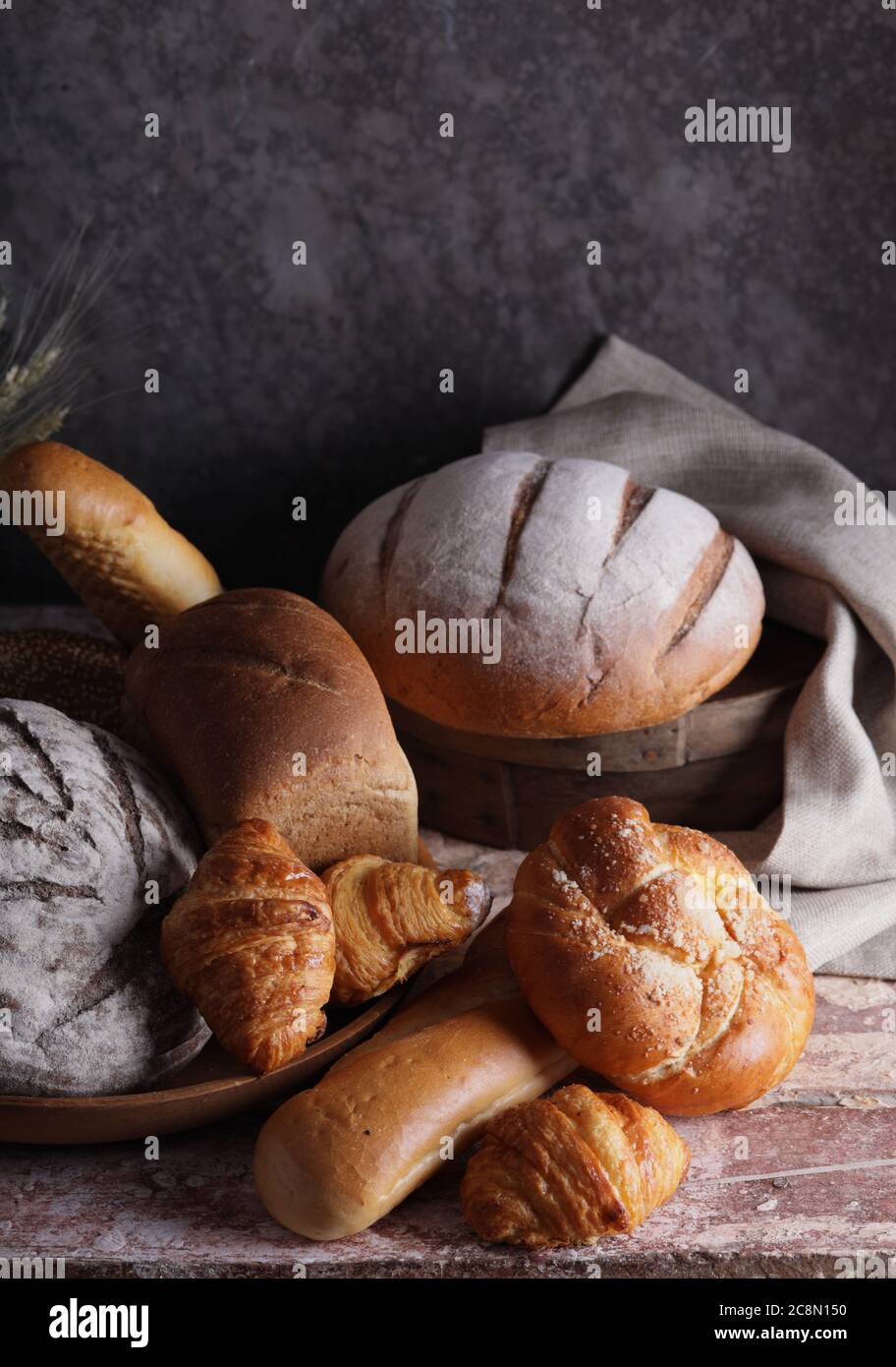 assortment of bakery fresh bread and buns Stock Photo - Alamy