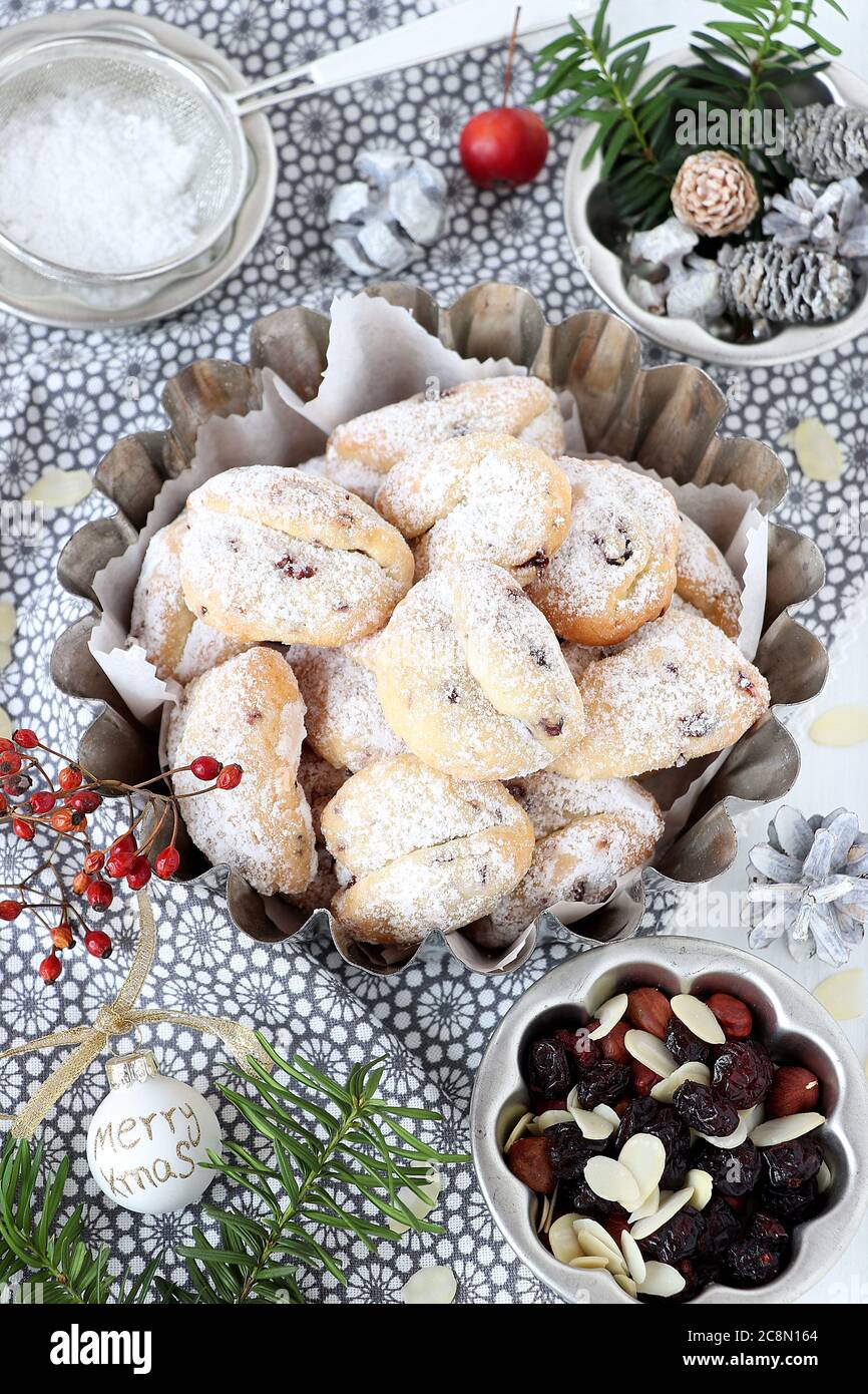 mini stollen in backing pan christmas bakery Stock Photo - Alamy