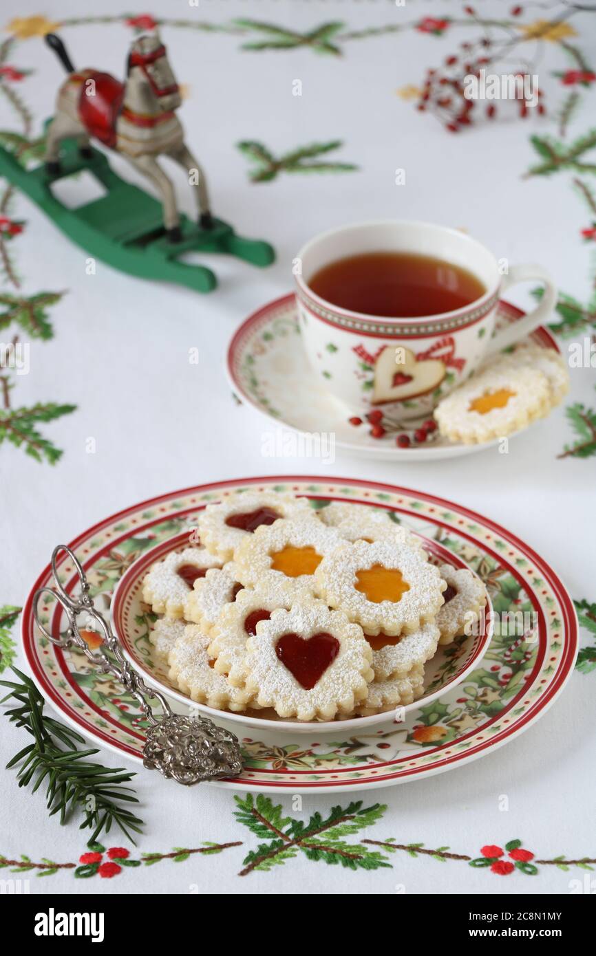 christmas biscuits Spitzbuben on the plate christmas bakery Stock Photo ...