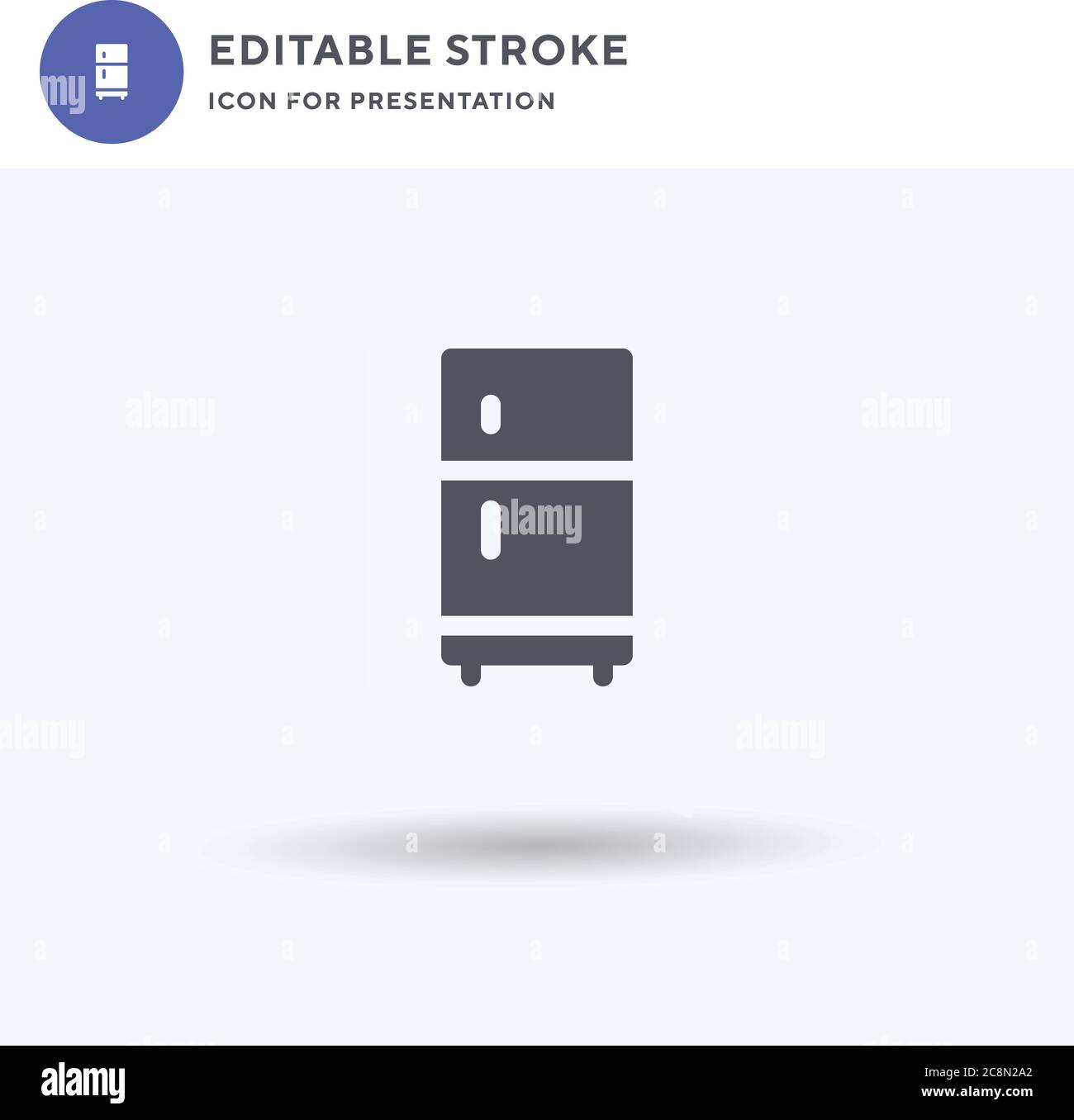 Fridge icon vector, filled flat sign, solid pictogram isolated on white ...