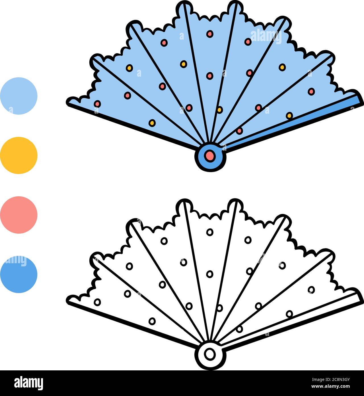 Coloring book for children, cartoon accessories, Fan Stock Vector Image ...