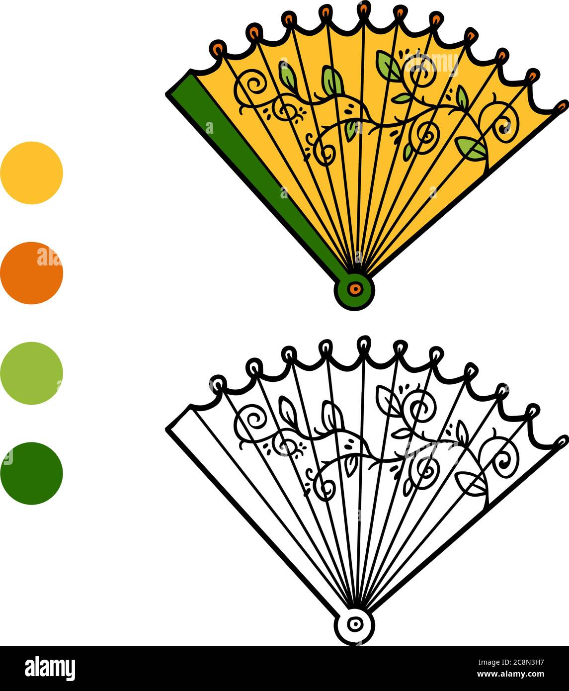 Coloring book for children, cartoon accessories, Fan Stock Vector Image ...