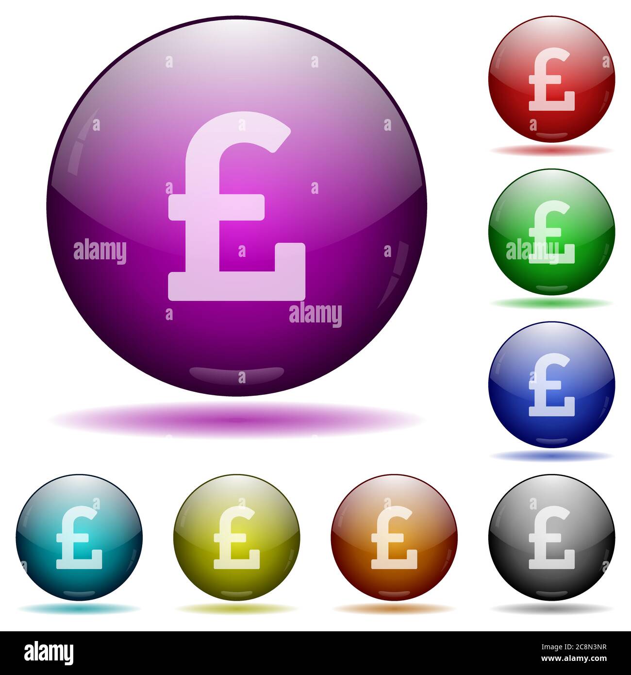 Set of color Pound sign glass sphere buttons with shadows Stock Vector ...