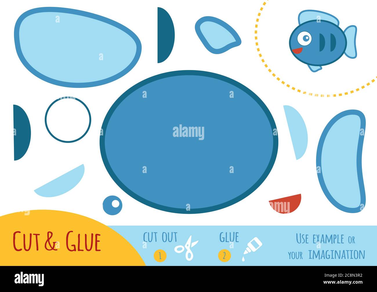 Education paper game for children, Fish. Use scissors and glue to ...