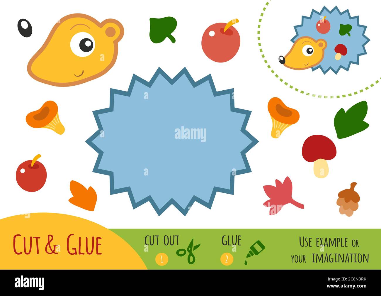 Education paper game for children, Hedgehog. Use scissors and glue to ...