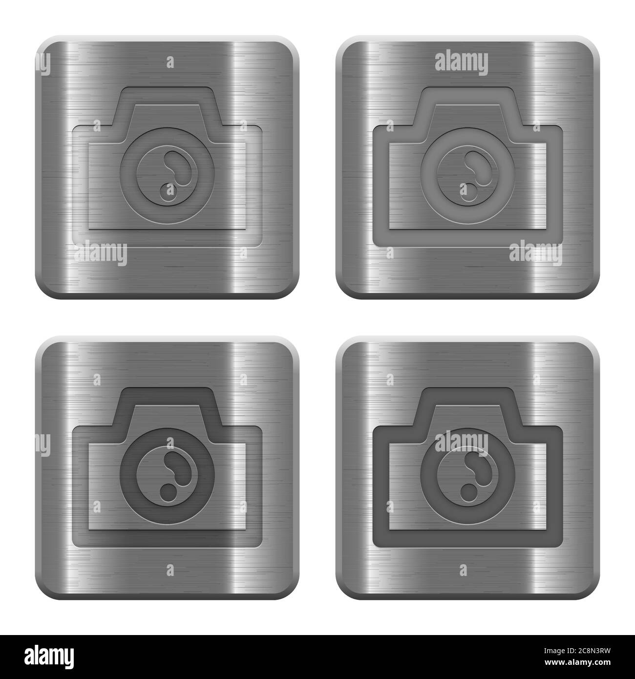 Set of camera buttons vector in brushed metal style Stock Vector Image ...