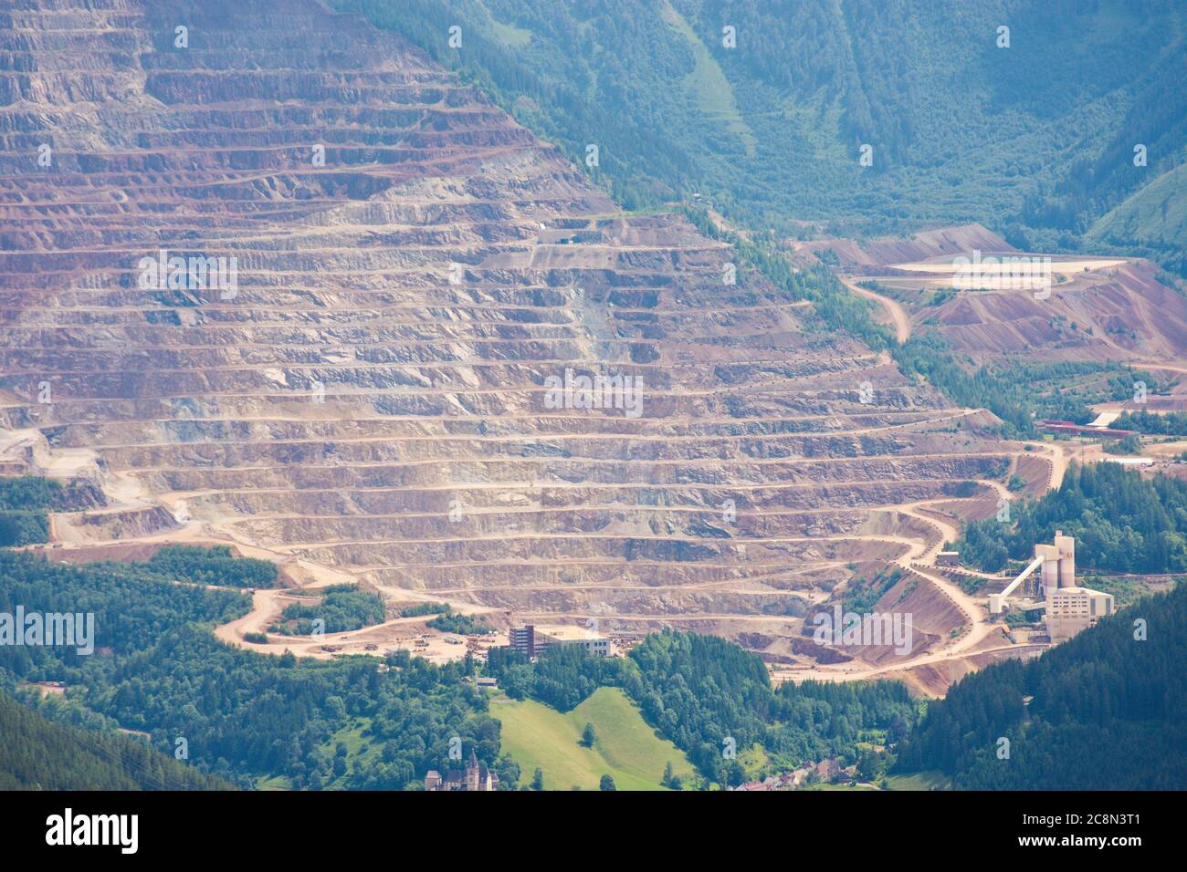 The Erzberg mine, a famous large open-pit iron ore mine located in ...