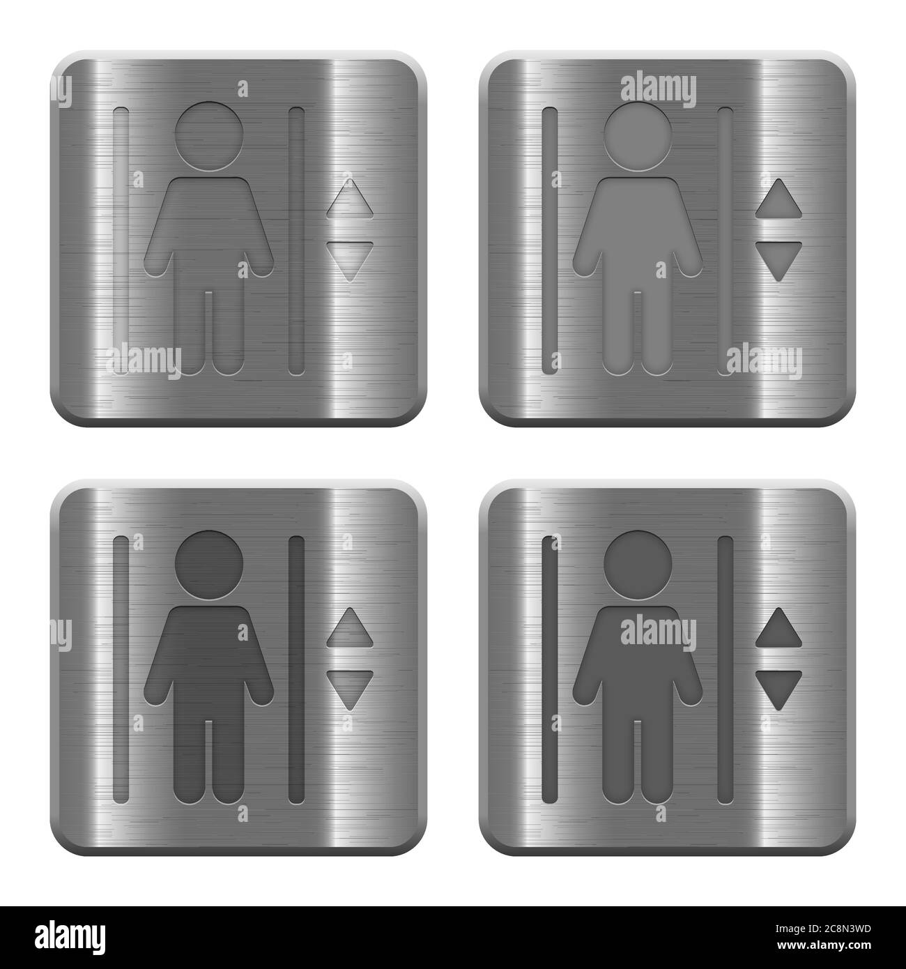 Set of elevator buttons vector in brushed metal style Stock Vector ...