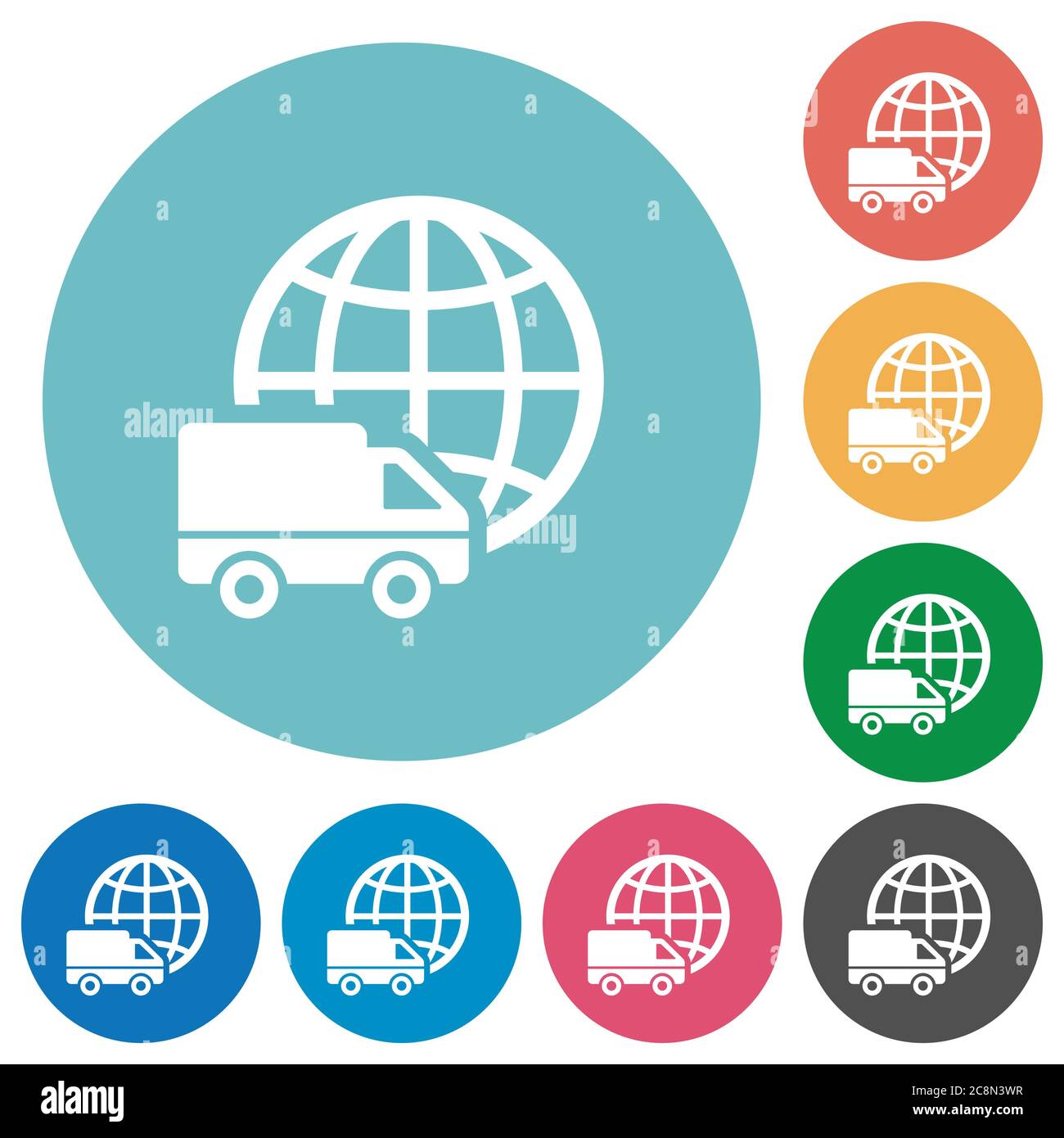 Flat international transport icon set on round color background Stock ...